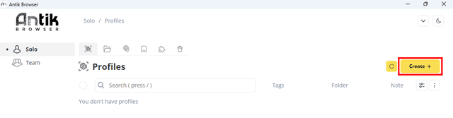 Setting up a proxy server in Antik Browser